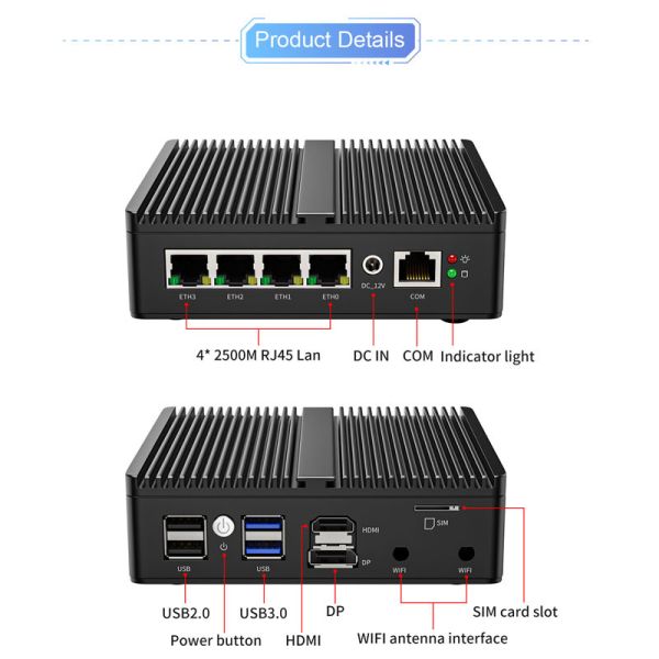 Quality Industrial Fanless Mini pc N5105 portable computer Linux mini pc fanless for sale