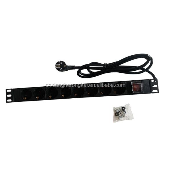 Quality European Standard PDU 8 Sockets 1U Power Distribution Unit with On Off Switch for sale