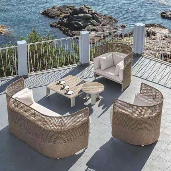 Quality Modern Design Style Garden Furniture Outdoor Sofa Set with Aluminum Frame and Cushions for sale