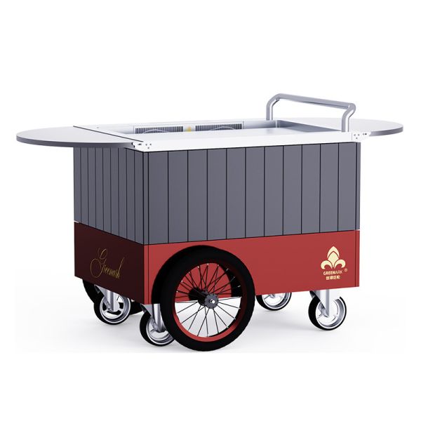 Quality Red Mobile Teppanyaki Grill 16 inch customized wheels Free movement Food-grade material Hibachi Grill Table for sale