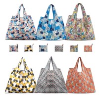 Quality Expandable Grocery Folding Reusable Bags 190T Polyester Heavy Duty for sale