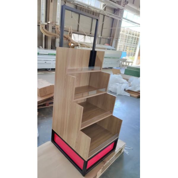 Quality Multi Slot Wooden Shelf Display Stylish Timber Display Stand Rust Resistant for sale