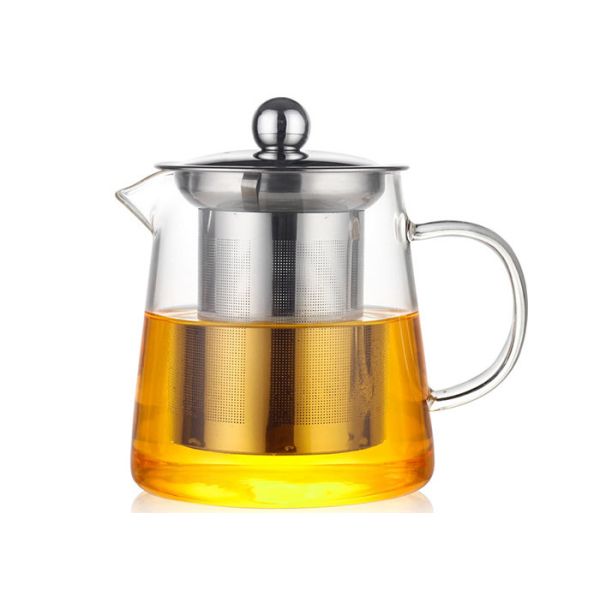 Quality Handmade 450ml Borosilicate Tea Pot Glass Teapot With Infuser And Lid for sale