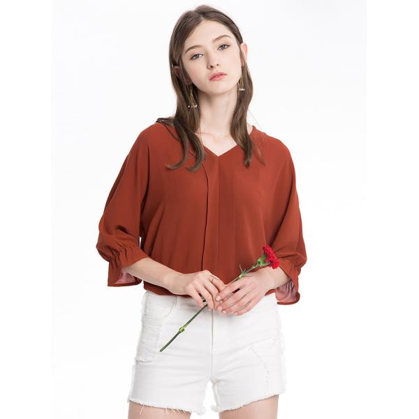 Quality Ladies Top Fashion Plain Blouse for sale
