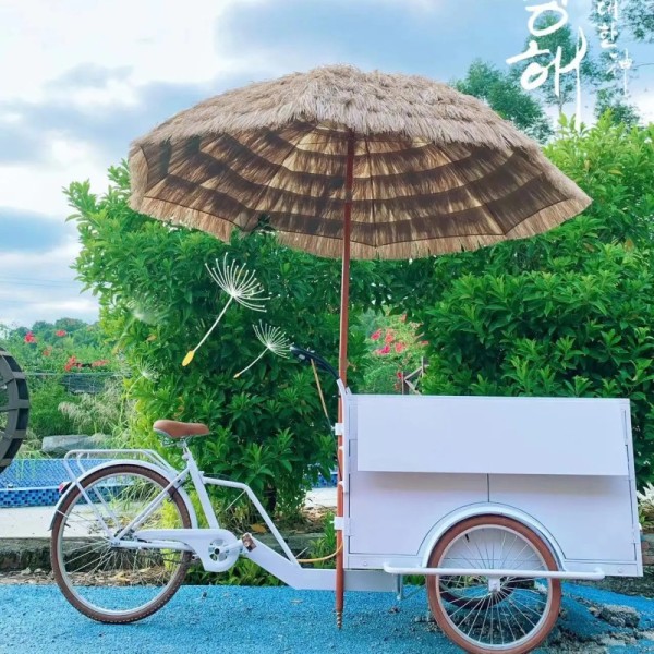 Quality 100kg Retro Coffee Bike for Street Mobile Coffee Trike Shop Bicycle Fast Food Cart Bike for sale