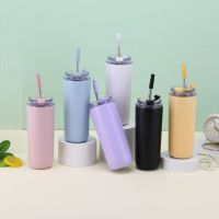 Quality 7.6*19.7CM Portable Stainless Steel Coffee Cup Tumbler with Straw and Lids BPA for sale
