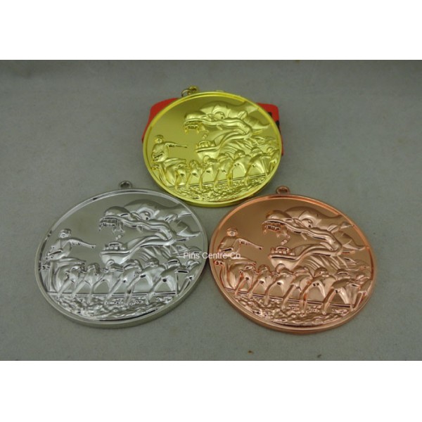 Quality Zinc Alloy Customized Ribbon Medals , 3D Sports Running Medals With Gold Plating for sale