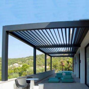 Quality British 3x3 Garden Patio Aluminum Pergola Eco-friendly Smart Motorized Slat for sale