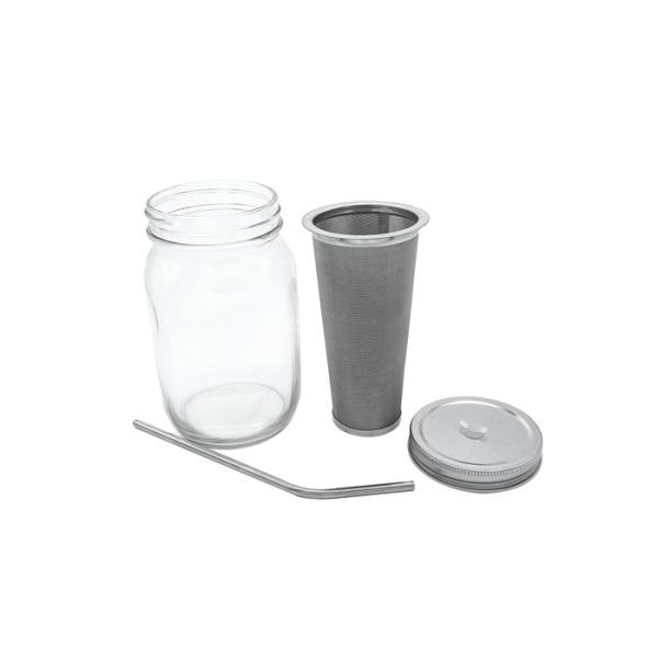 Quality Silver Stainless Steel Cold Brew Mason Jar Filter Kit 2 Cups for sale