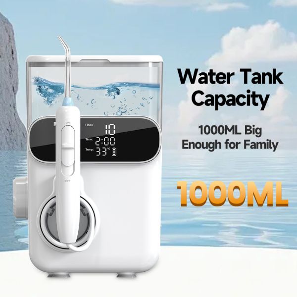 Quality Oral Irrigator 1000ml UV Disinfection Dental Washing Machine Display Screen Cordless Water Flosser with Toothbrush for sale