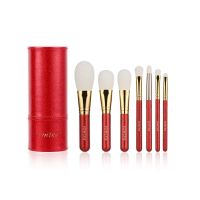 Quality Vonira Professional Christmas Makeup Brushes Set 7pcs Glitter Cosmetic Brush Tool Kit for Girls Birthday Gift Red Color for sale