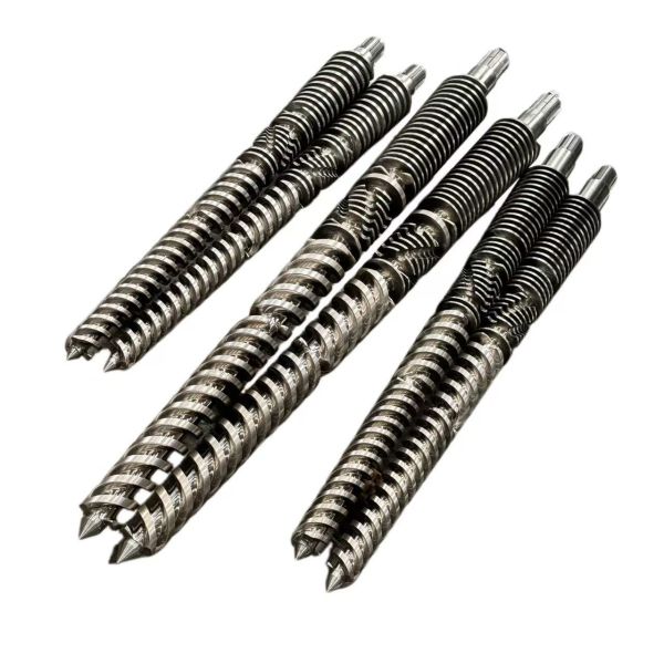 Quality Conical Double Screw And Barrel For Extruder WPC Screws And Barrels Smooth Grooved Or Shunt Type for sale