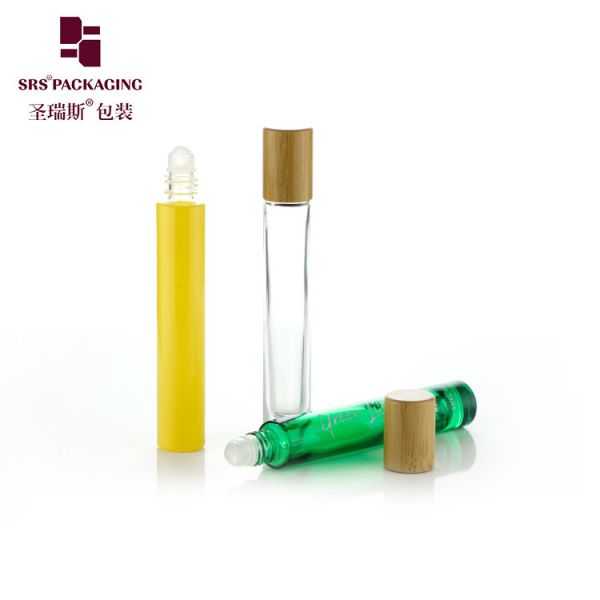 Quality GB1-10ml Empty Coating Glass Roll On Applicator Bottle 10ML With Bamboo Cap for sale