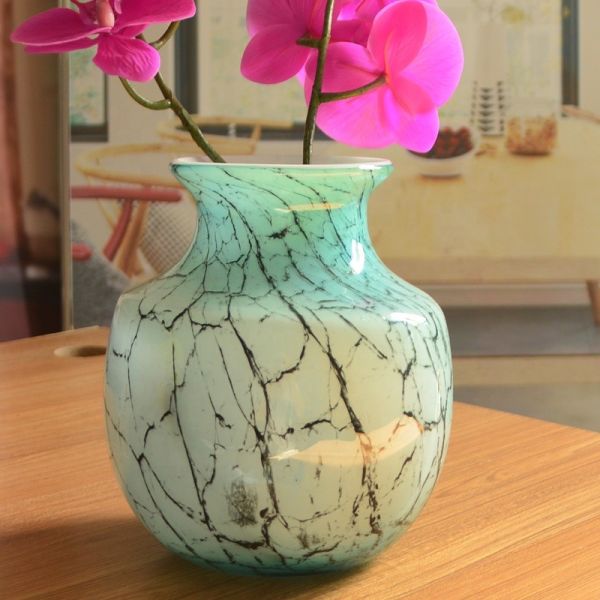 Quality Marble Stripes Large Glass Vase Centerpieces for sale