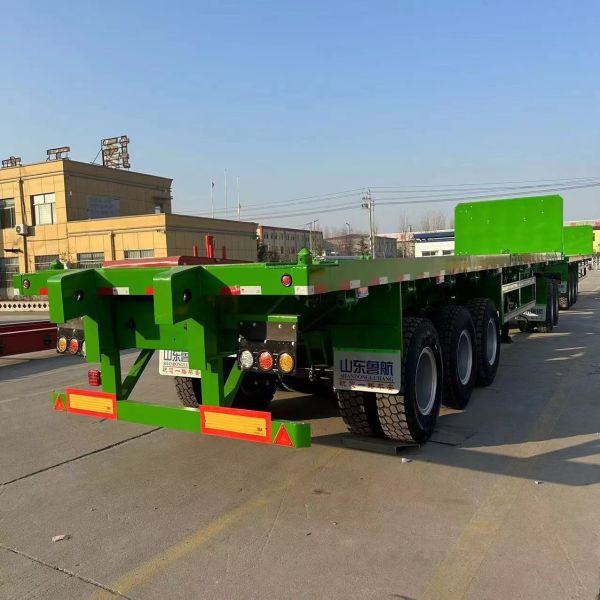 Quality Interlink Flatbed Truck Trailer Double Towing Container Flatbed Semi Trailers for sale