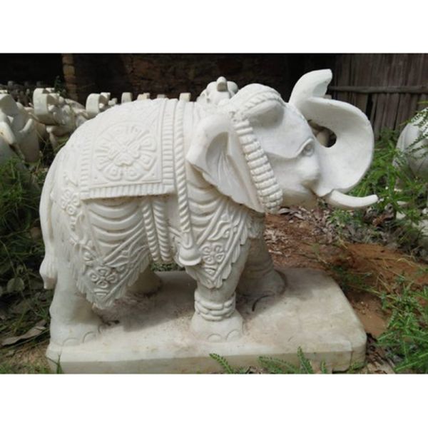 Quality Outdoor Garden Decor Life Size Elephant Statue Made of Natural Stone Marble Sculpture for sale
