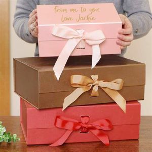 Quality Magnetic Folding Box Shape Rigid Cardboard Gift Packaging with Ribbon Closure for sale
