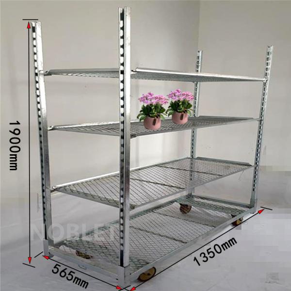 Quality Greenhouse Light Duty Rolling Dutch Metal Flower Trolleys Hot Galvanized for sale