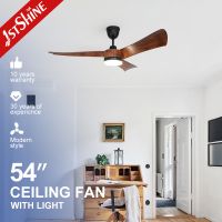Quality Wooden Color 54 Inch Led Ceiling Fan 3 Plastic Blades With Remote Control for sale