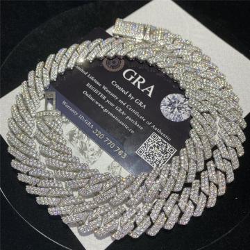 Quality Round Brilliant Cut Moissanite Cuban Chain for sale