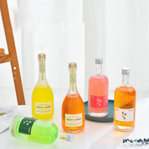 Quality Decal Surface Handling 500ml Frosted Clear Glass Bottle for Alcohol and Juice for sale