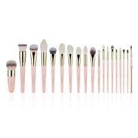 Quality Vonira Gold Nude Pink 19 Pieces Natural Hair Makeup Artist Brushes for sale