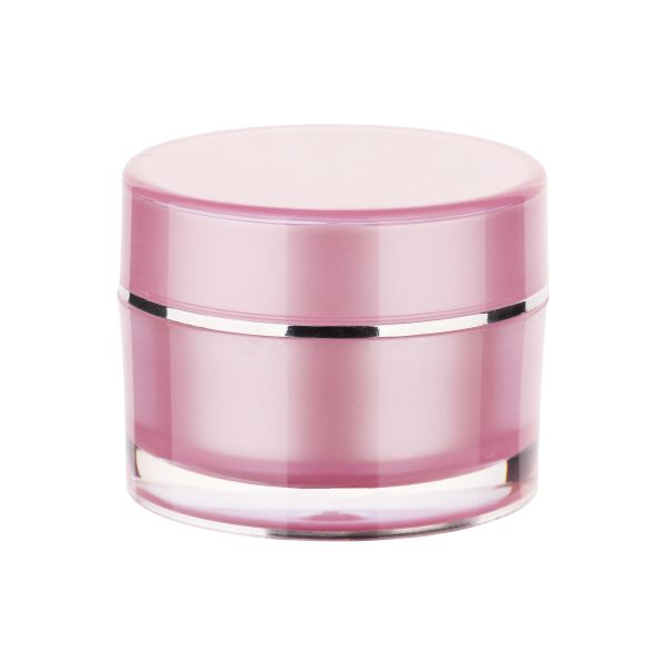 Quality Round Pink Double Layer Cosmetic Cream Jar 50ml Portable Cosmetic Packaging Jars for sale
