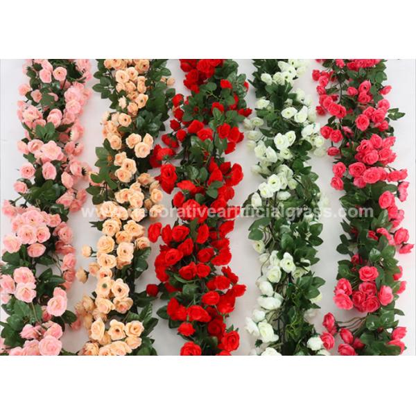 Quality 17FT Artificial Rose Vine Fake Hanging Flower Vines OEM ODM for sale