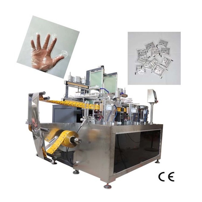 Servo Driven 1 Pair CPE Glove Folding Packing Machine 4 Side Plastic Film Pack 0