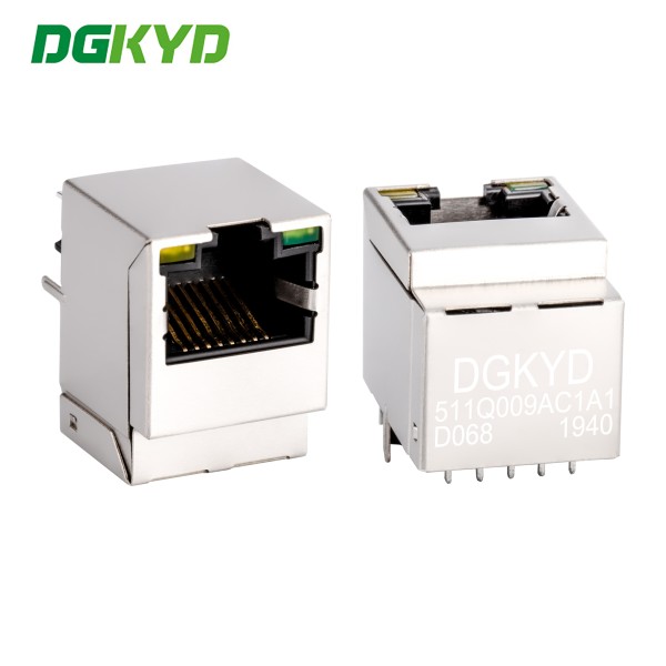 Quality Custom 180 degree top insertion gigabit ethernet RJ45 Receptacle connector for IoT  DGKYD511Q009AC1A1D068 for sale