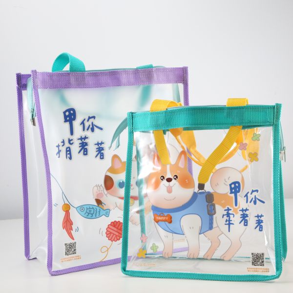 Quality Shopping Custom Tote Bags Water Resistant PVC Handbags With Logo for sale