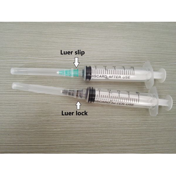 Quality 0.2ml 0.5ml 2ml Luer Lock Luer Slip Two Part Syringes With White Transparent Plunger for sale