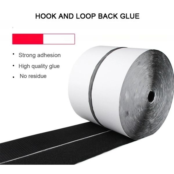 Quality 20MMX5 Meters Self Adhesive Hook and Loop Strong Rubber Adhesive Glue 30% Nylon for sale
