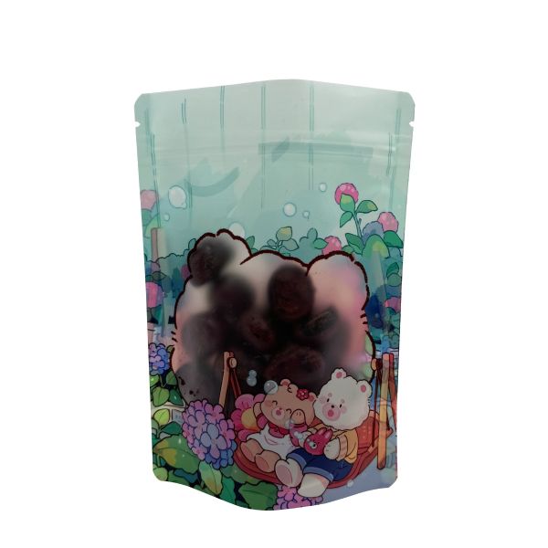 Quality Pre made Custom Plastic Stand Up Barrier Pouches with Clear Window and Zipper for Nuts Candies Cakes Food for sale