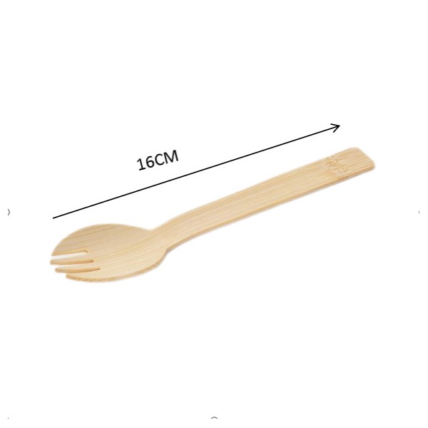 Quality FDA 16cm Salad Disposable Bamboo Compostable Sporks  Cutlery For Camping for sale