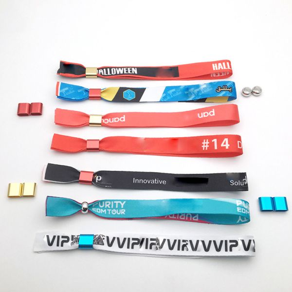 Quality Custom Logo Fabric Festival Wristband for Events Waterproof and Secure Lock for sale
