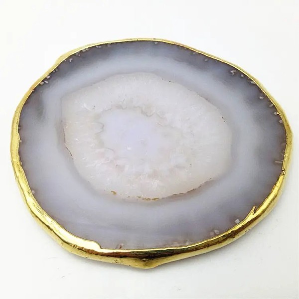 Quality Regional Feature Agate Coaster Gray Slices Polished Crystal Natural Gemstone Flower Pot Engraving Folk Art Carved for sale