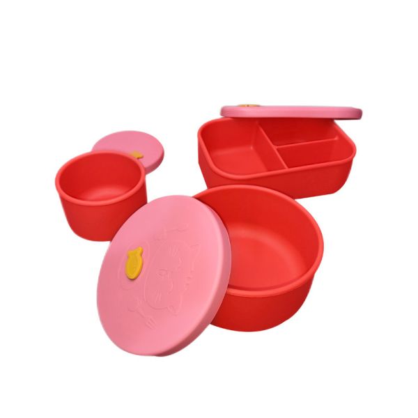 Quality Durable 3pcs Silicone Baby Feeding Set Non Toxic Plate Dividers For Food for sale