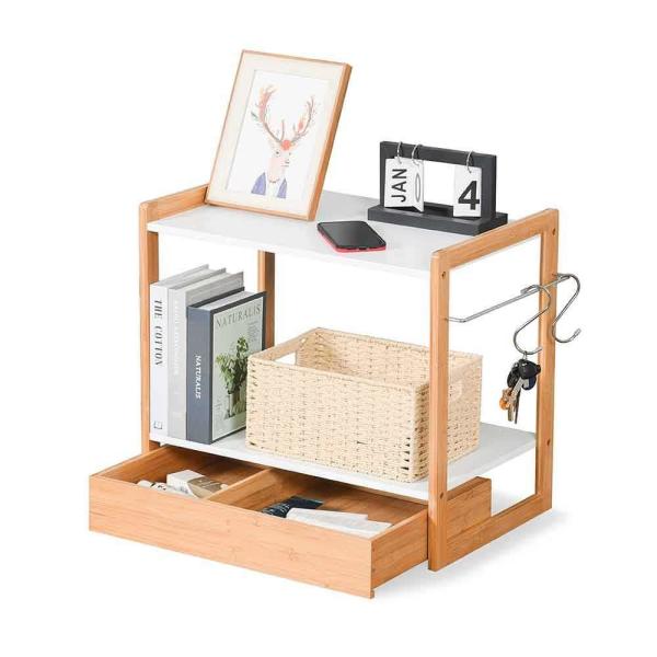 Quality Wooden Bamboo Mdf Household Storage Shelf Display Racks for sale