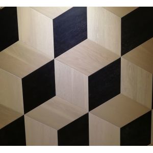 Quality Black White Stained Oak Parquet Floor Tiles Artistic Parquets 3D Showing for sale