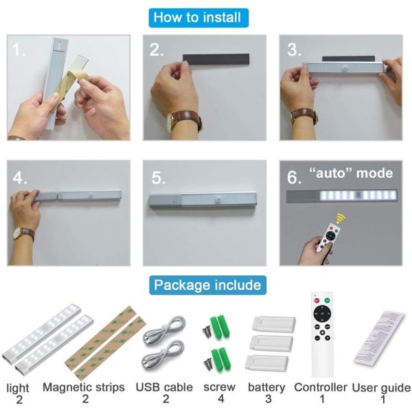 Quality 160LM Remote Control Stick On Lights / 1000mah Motion Sensor Led Wardrobe Light for sale