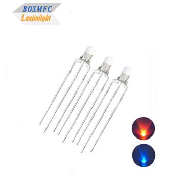 Quality Bi color 3mm LED Red & blue commom anode and commom cathode Through Hole LED for sale