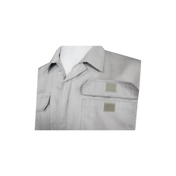Quality 280GSM Twill 3/1 Flame Retardant Coverall Multi Pockets Light Gray for sale