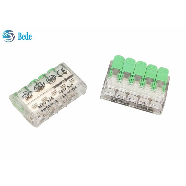 Quality Spring Lever Quick Connect Terminal Block 5 Way 450V 32A OJ265 for sale