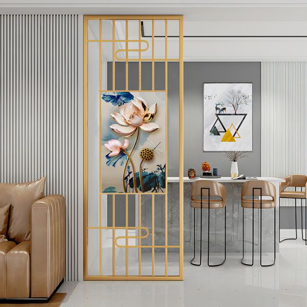 Quality Interior Decor Gold Room Divider Screen Laser Cut Privacy Panels for sale