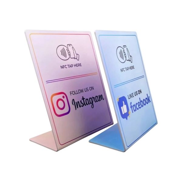 Quality Custom NFC Stand Social Media Review NFC PVC Google Review Card Menu Display for sale