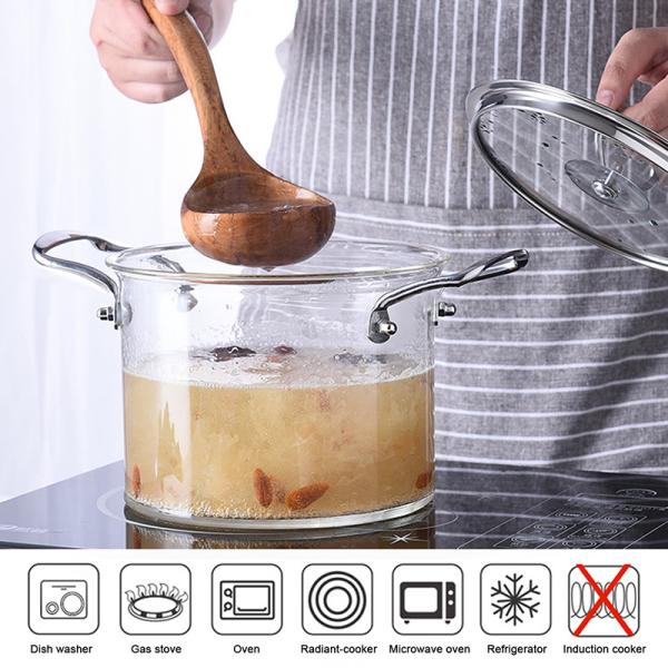 Quality 2.3L 3.5L Transparent Borosilicate Glass Soup Pot for sale