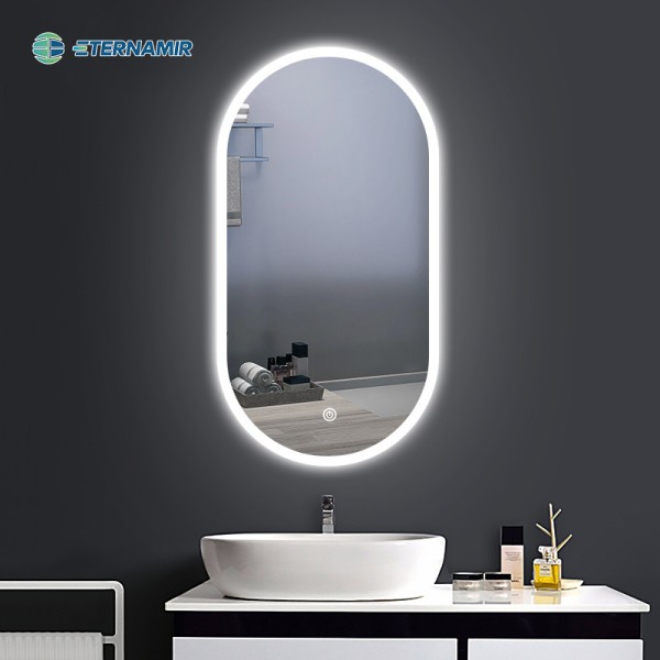 Quality High Definition Bathroom Mirror With Lights Mildew Proof Half Moon Backlit for sale