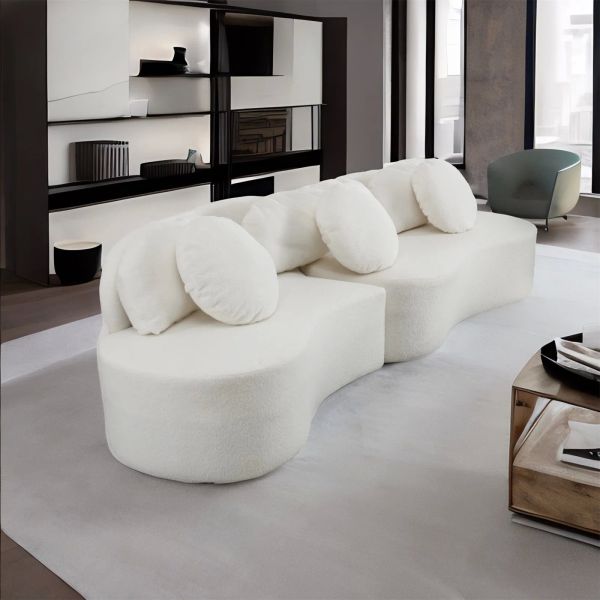 Quality Customized Boucle Fabric Sofa White Fabric Couch Set Home Luxury for sale
