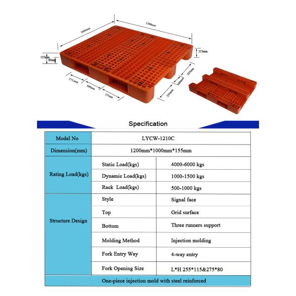 Quality 1000*1200mm Red Plastic Pallets Nestable Plastic Floor Pallet for sale